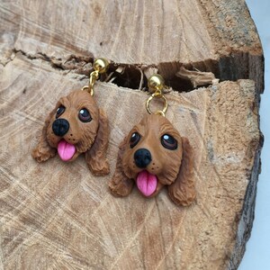 Custom Personalized Cocker Spaniel Dog Dangle Earrings, Portrait Pet ...