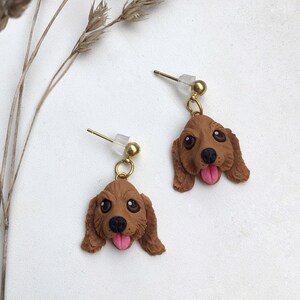 Custom Personalized Cocker Spaniel Dog Dangle Earrings, Portrait Pet ...