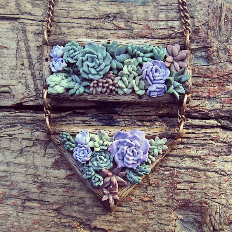 Succulent Pendant Polymer Clay Jewelry Summer Gift Idea - Etsy