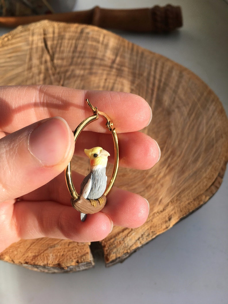 Cockateil Parrot Hoop Earrings, Parrot Earrings, Birds Earrings ...