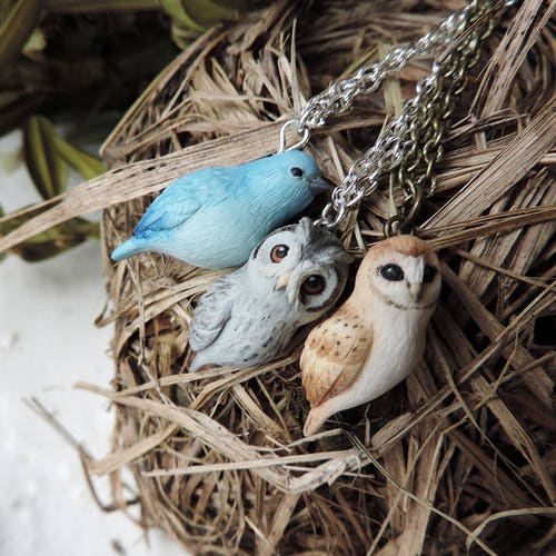 Small Bird Pendant Cute Little Birds Necklace Owls Jewelry | Etsy