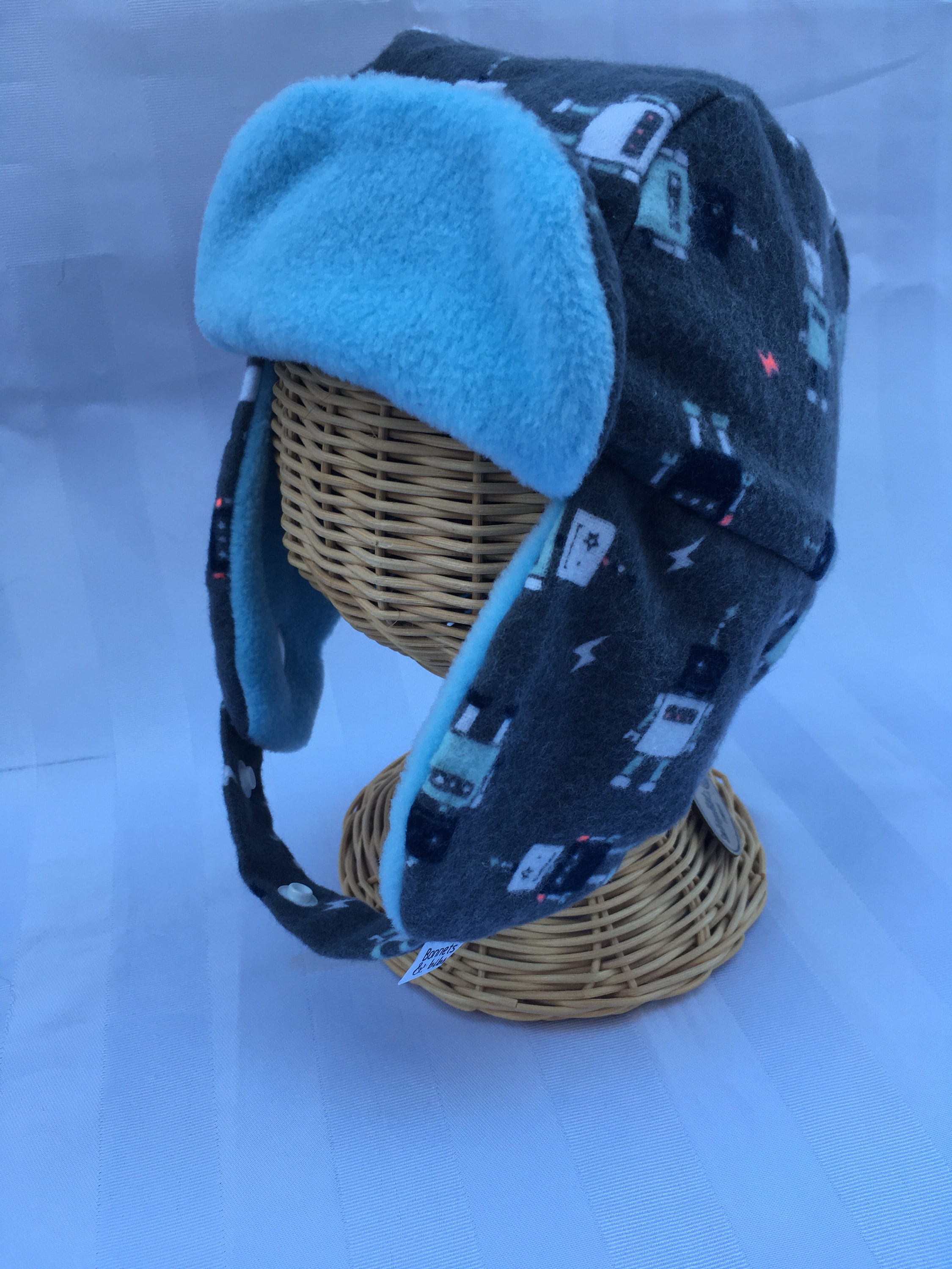 Robots/blue Ear Flap Trapper Hat - Etsy