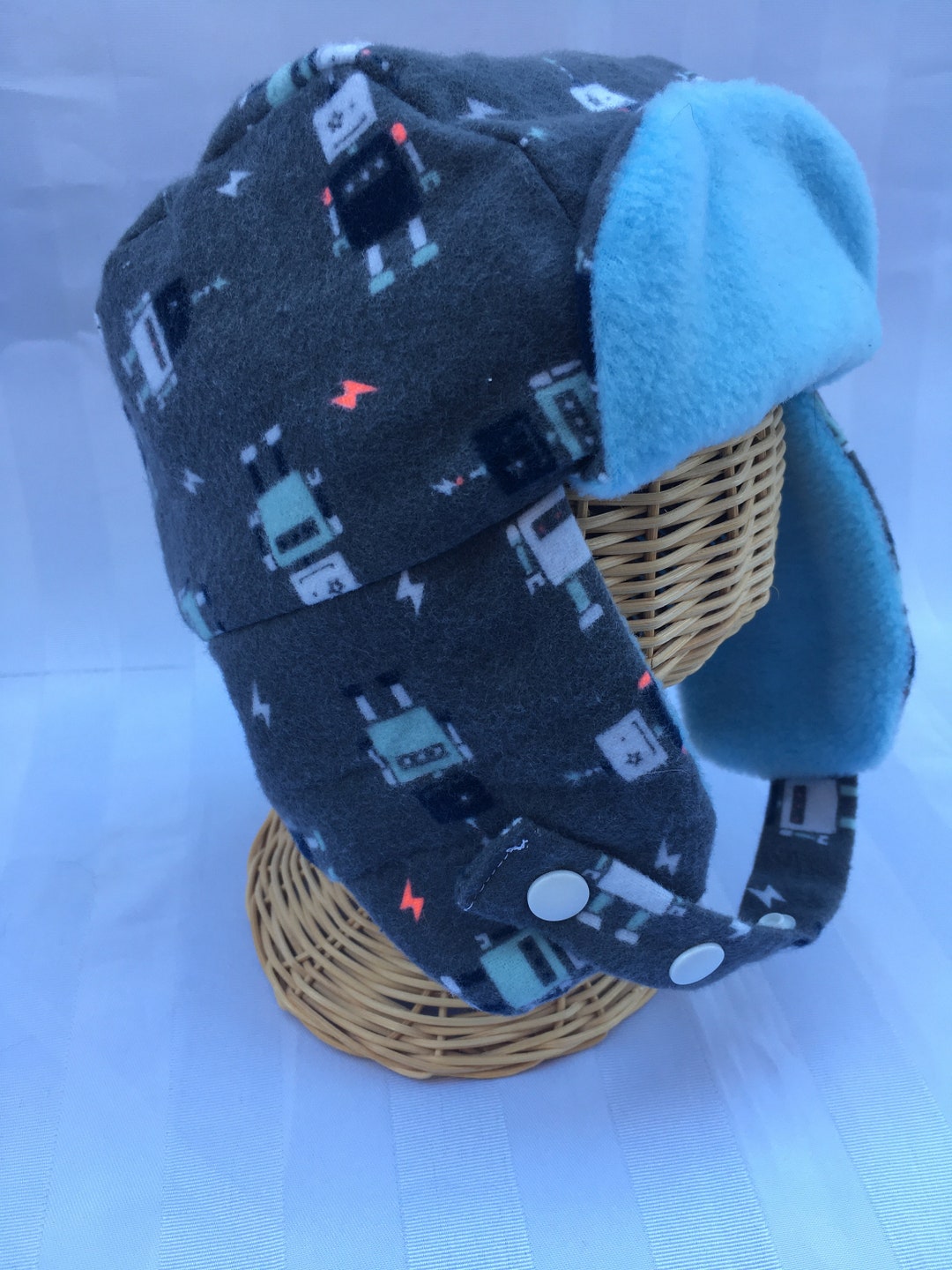 Robots/blue Ear Flap Trapper Hat - Etsy