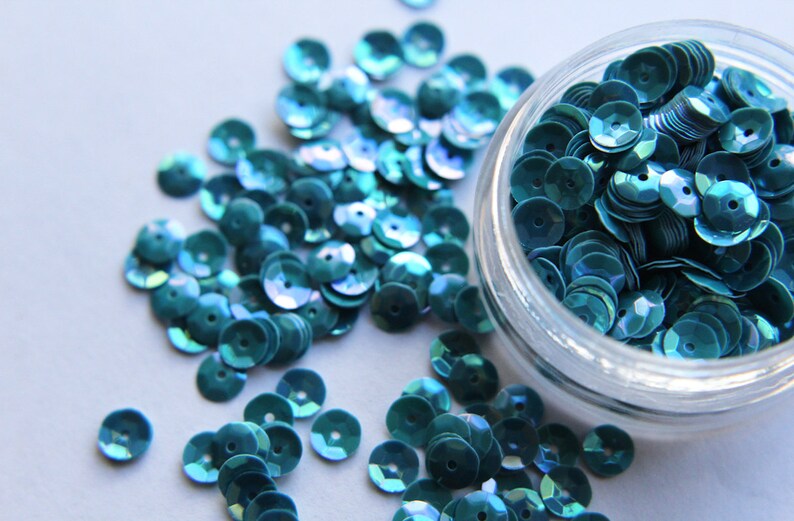 French Langois Martin 5mm Oriental Duck Blue Cupped Sequin French ...