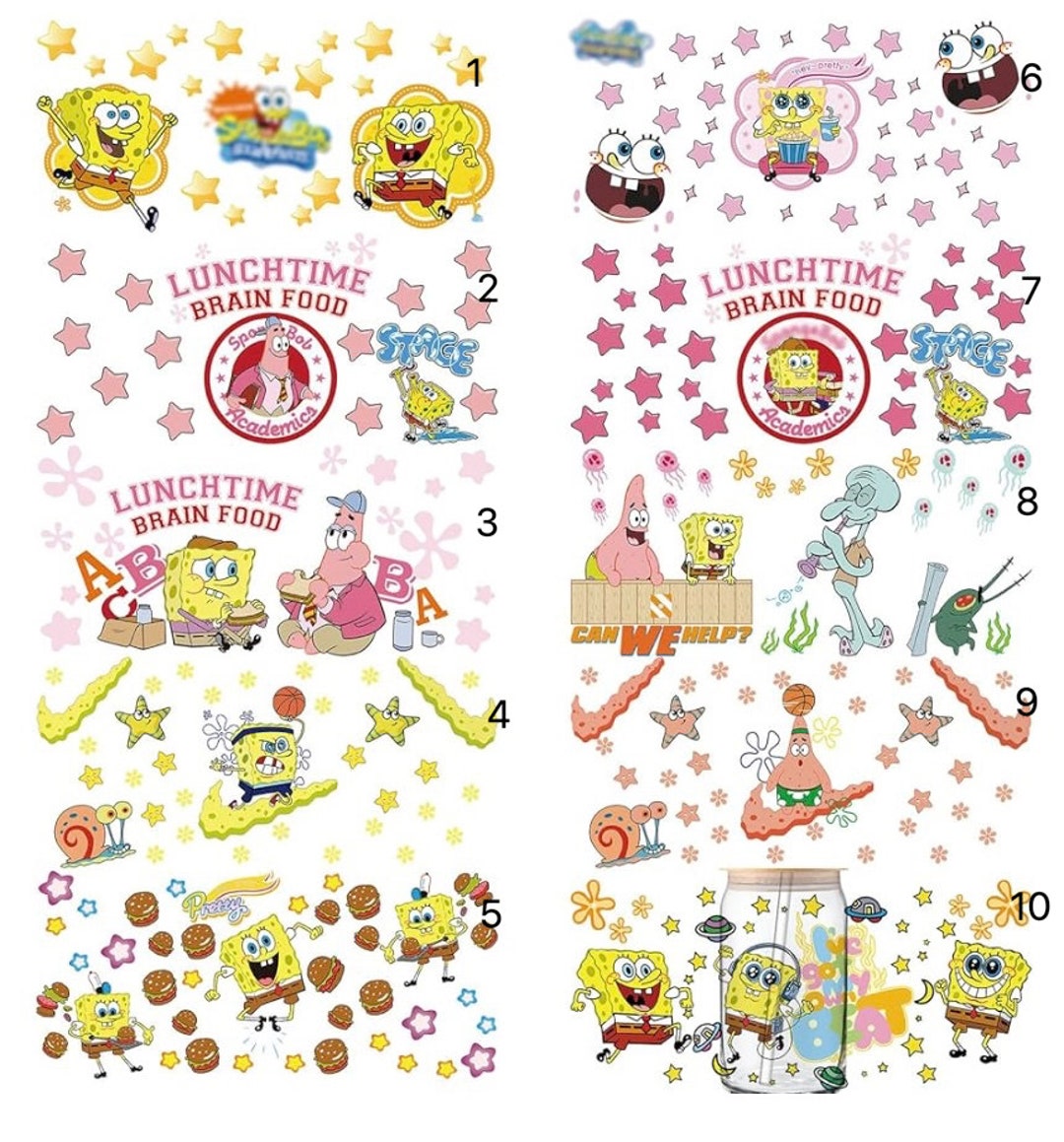 Spongebob UV DTF 16oz Libbey Cup Wrap or With Cup and Straw - Etsy