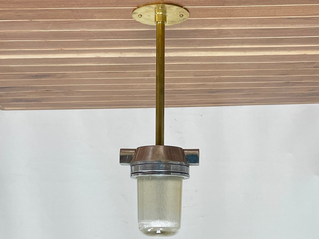Side Conduits Aluminum Pendant Light With Brass Down Rod - Etsy