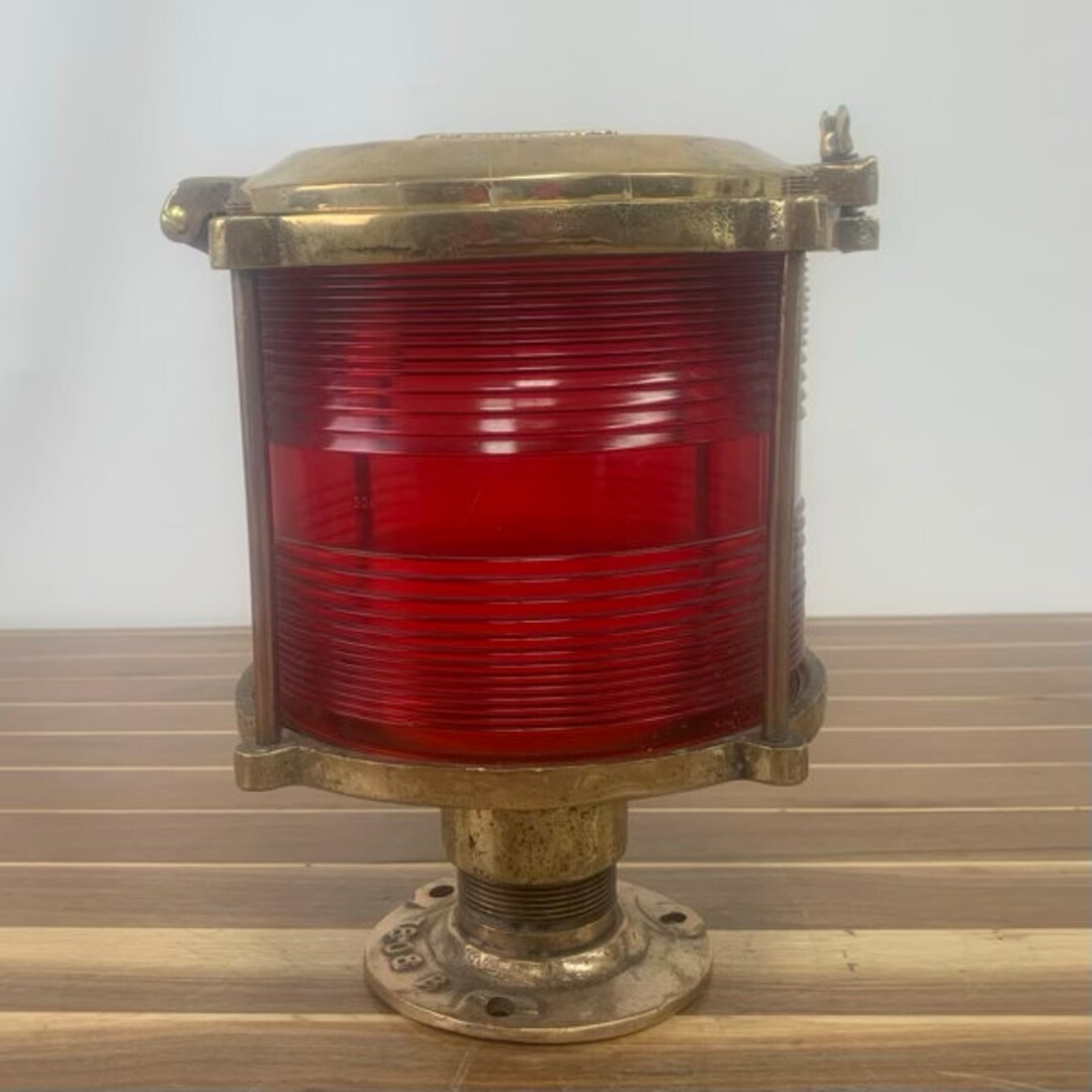 Vintage Post Mount Neon-vrsar Red Glass Navigation Light-bent Base - Etsy