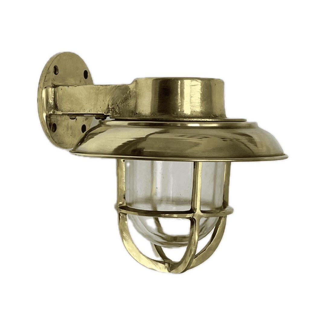 Vintage Brass Wall Sconce With Wide Top and Rain Cap - Etsy