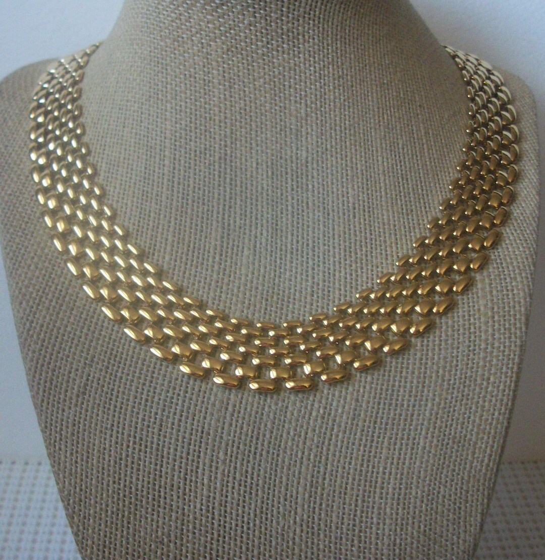 Vintage 16 Necklace, Signed NAPIER Pat Rich Gold Tone Cleopatra Panel ...