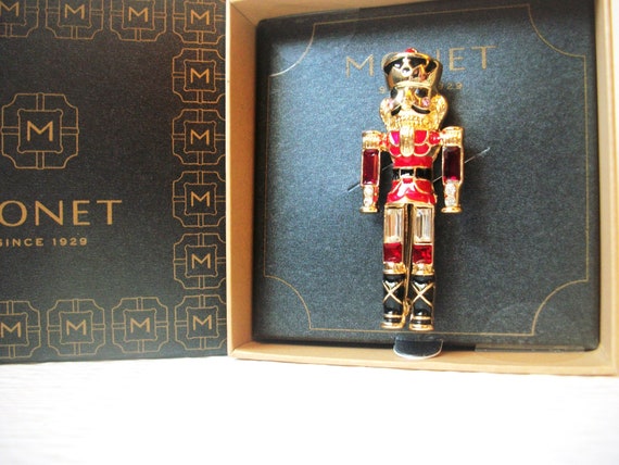 Vintage MONET Nutcracker Gold Toned Glass And Rhinest… - Gem