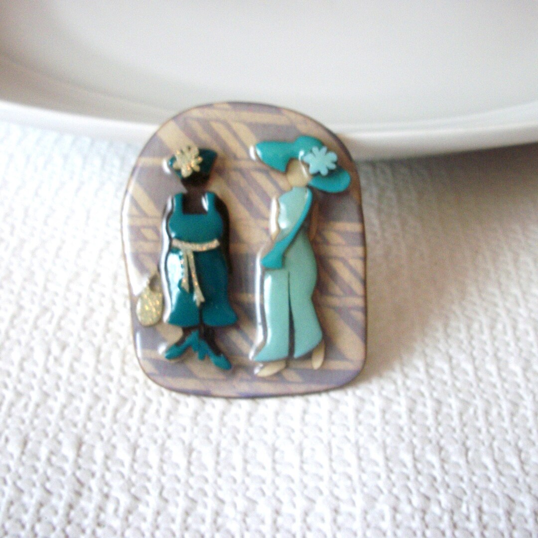 Vintage Jewelry Rare Lucinda Woman Pins Best Friends Private Moment ...