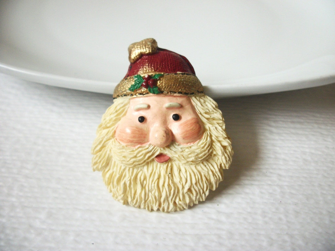 Thicker Vintage Hand Molded Santa Brooch Pin 102120 - Etsy