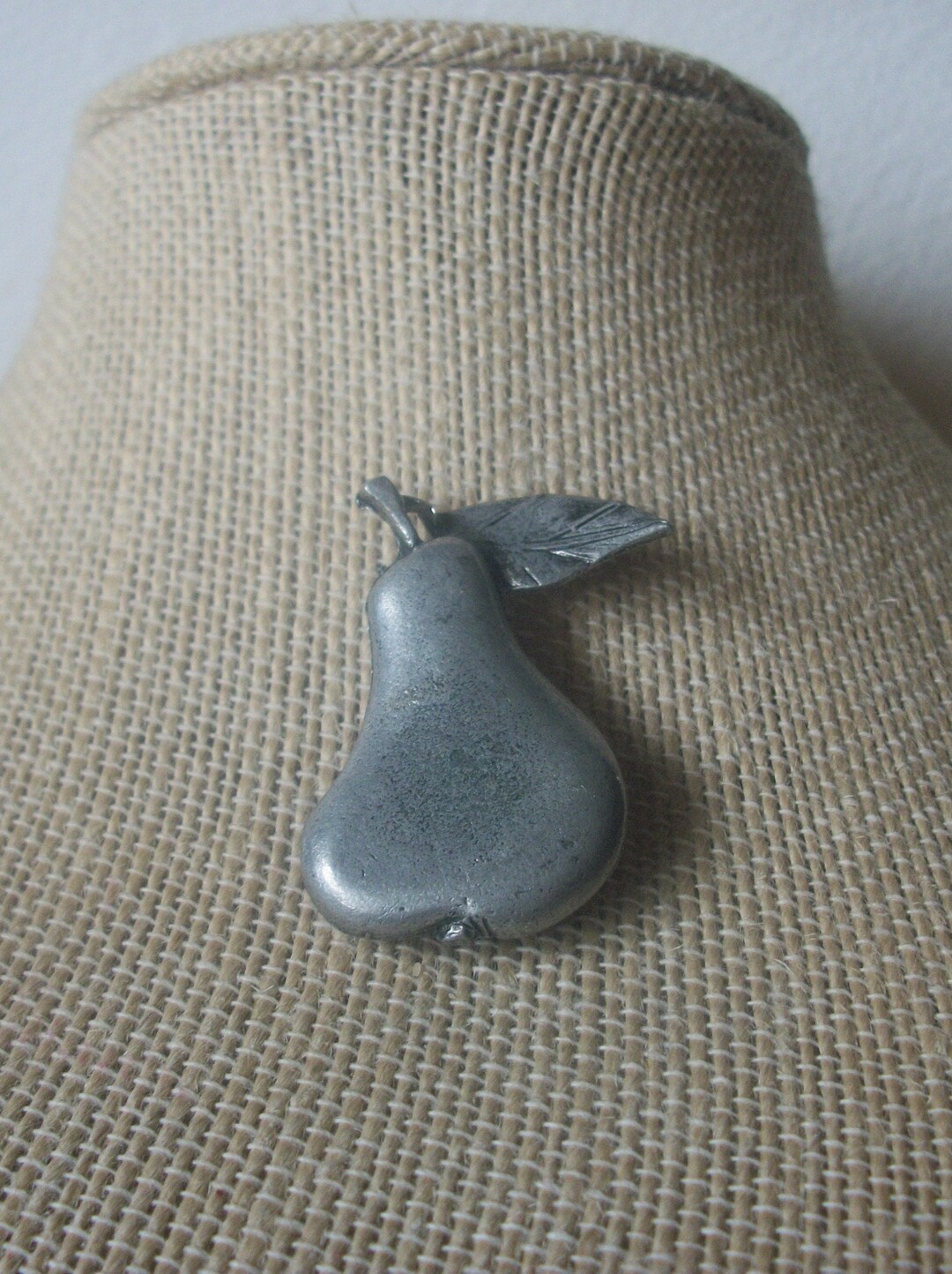 Signed METZKE, Vintage Jewelry Distressed Pewter Pear Brooch Pin 022321 ...