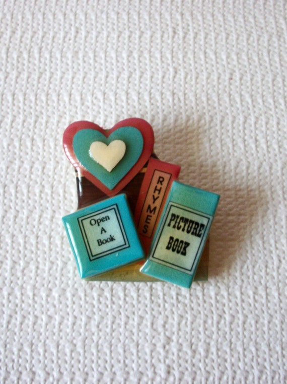 Pretty Vintage Lucinda Book Pins Heart Pins By Lucind… - Gem