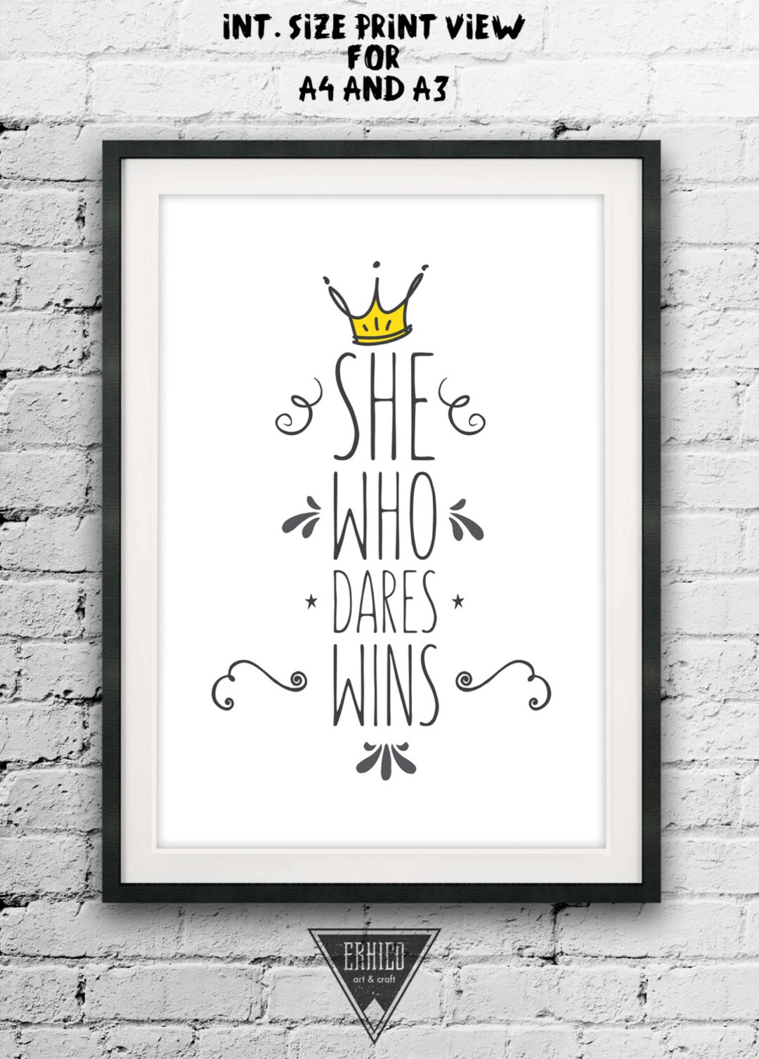 She Who Dares Wins, Typographic Poster, Motivated Type, Dorm Decor ...
