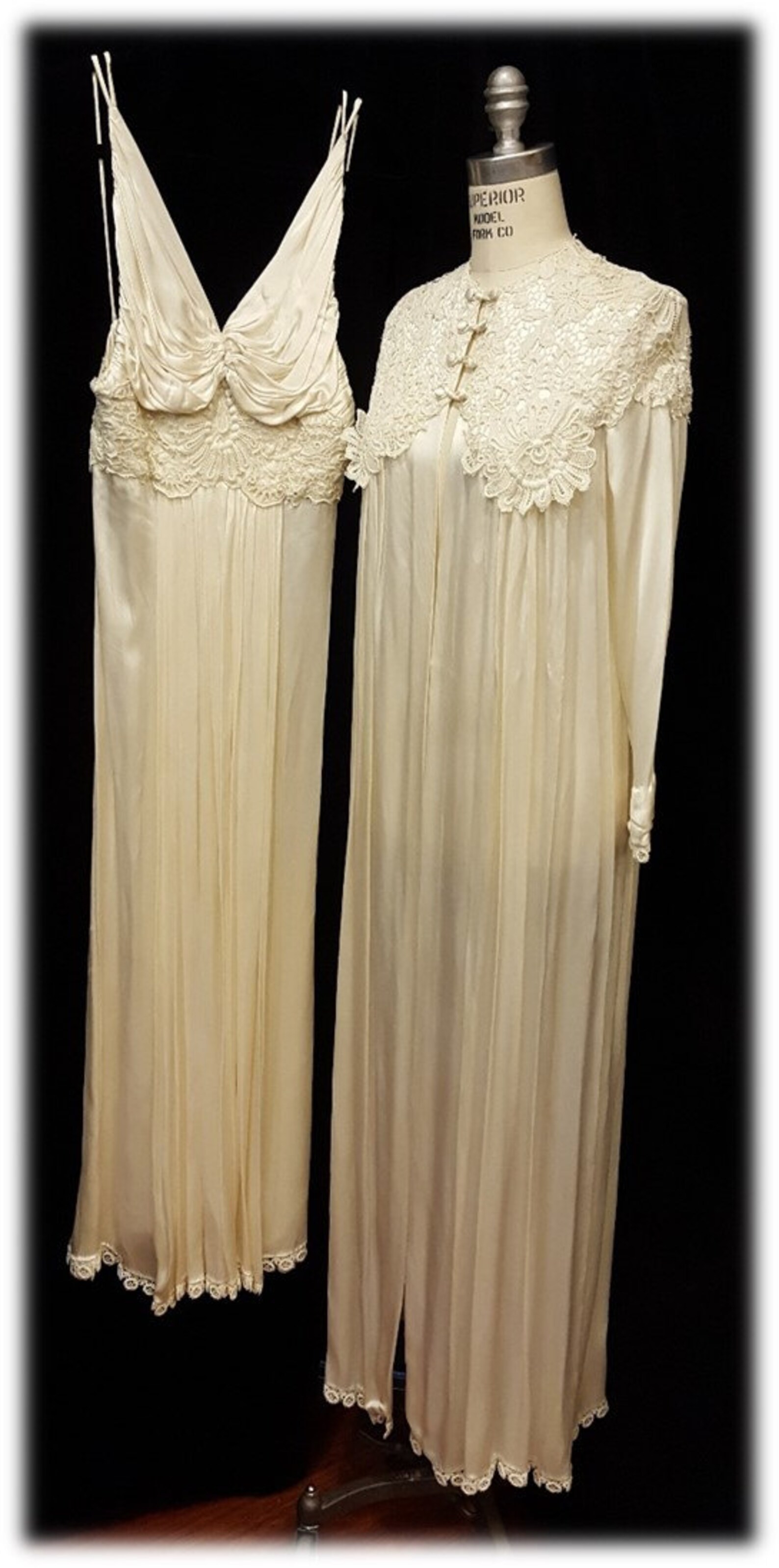 Vintage 1930s-40s Ivory Satin Lace Negligee Set - Etsy