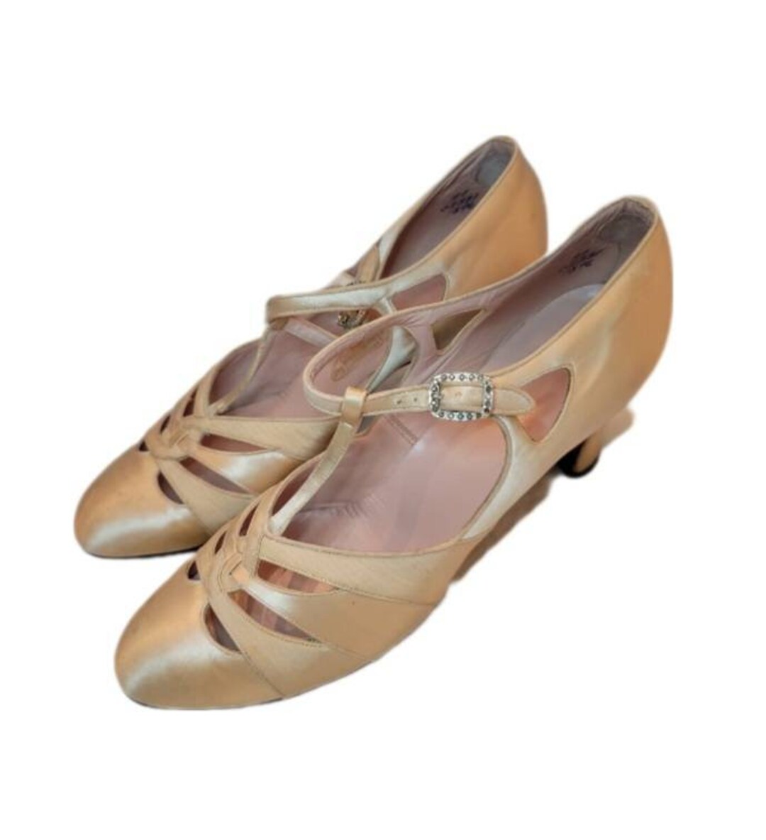 Women's Vintage 1930's T-strap Champagne Color 2 Tone Elegant Styling ...
