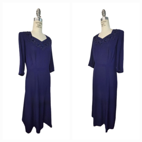 Amazing ~ Navy Blue ~ Dress & Jacket ~ Rayon ~ 1940's… - Gem