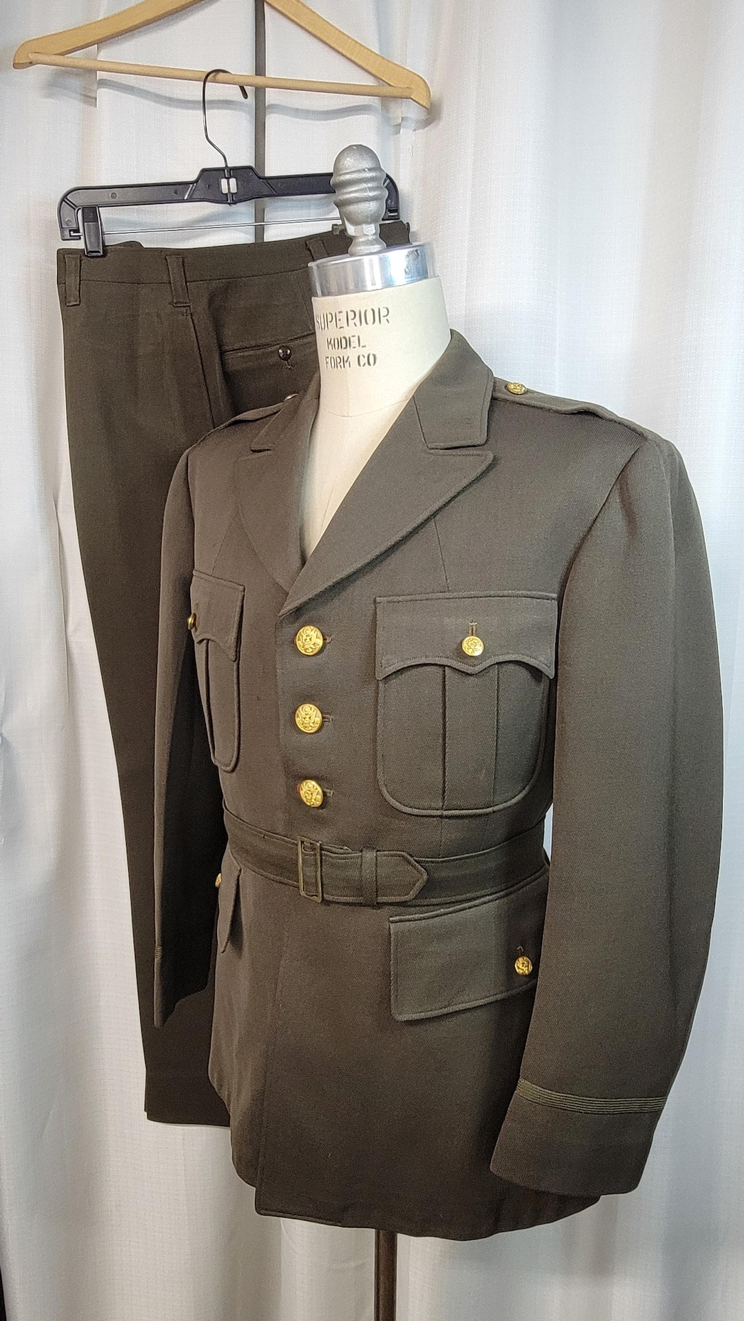 WW2 ~ US Army ~ Officers ~ Dress ~ Uniform ~ Olive Drab ~ Luxenberg ~ L ...