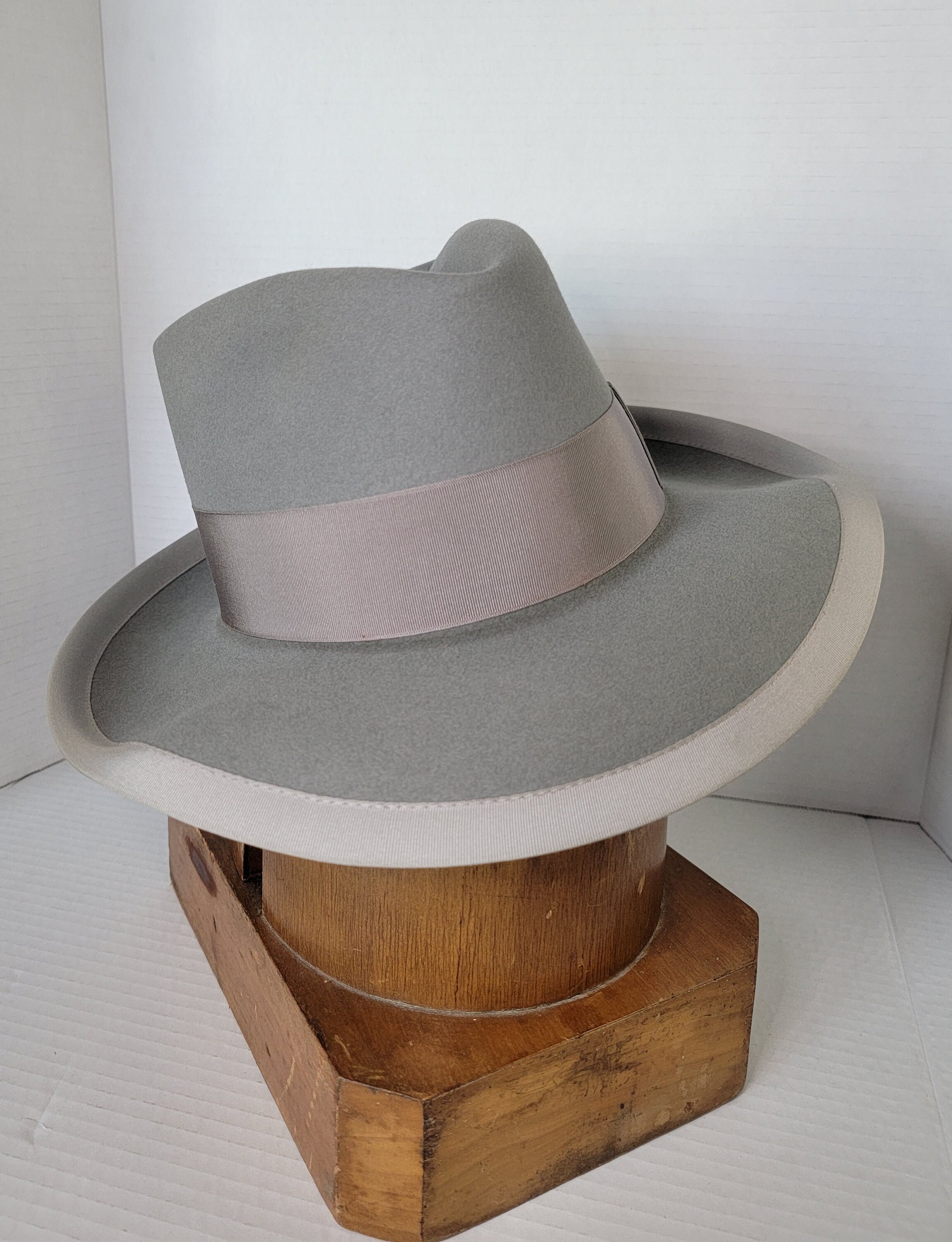 Vintage ~ Men's ~ Knox ~ New York ~ Grey ~ Fedora ~ Wide ~ Brim ...
