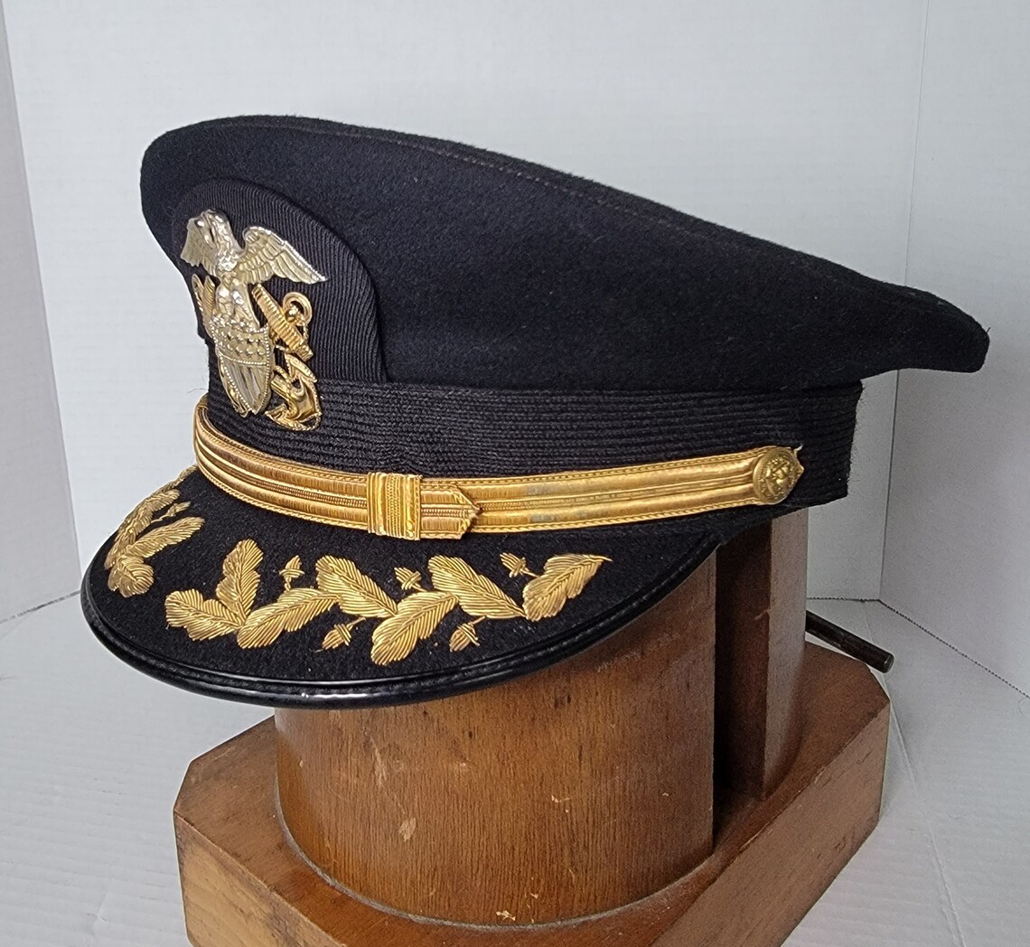 US Navy Officers Commanders Visor Service Bullion Hat Must View!!!!! - Etsy