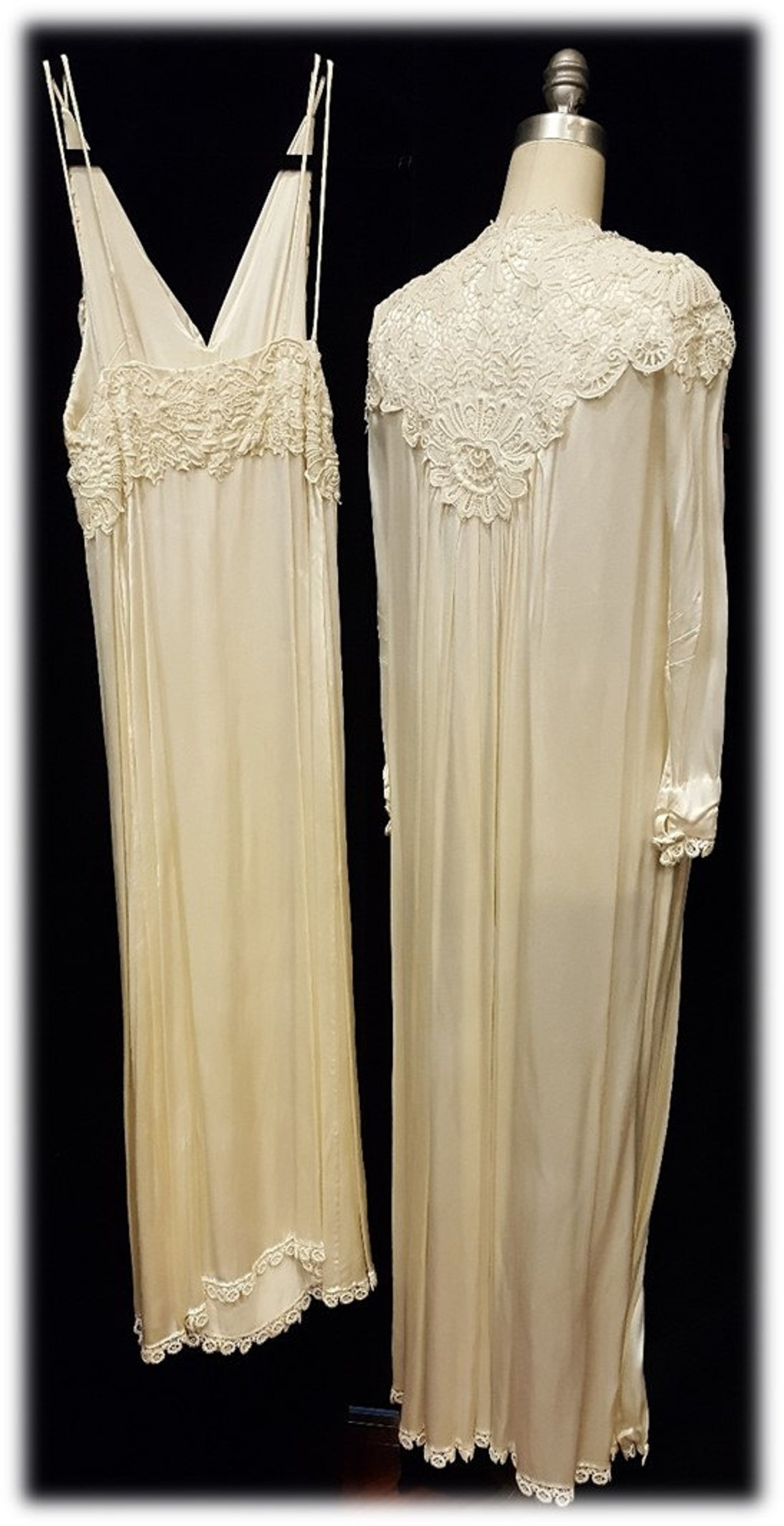 Vintage 1930s-40s Ivory Satin Lace Negligee Set - Etsy