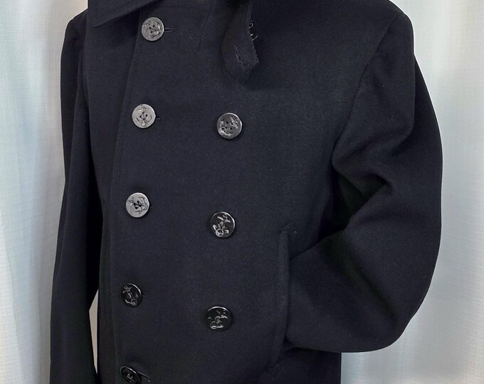 WW2 ~ Mens ~ Navy ~ Original ~ Peacoat ~ Ten Button Front ~ Named ...