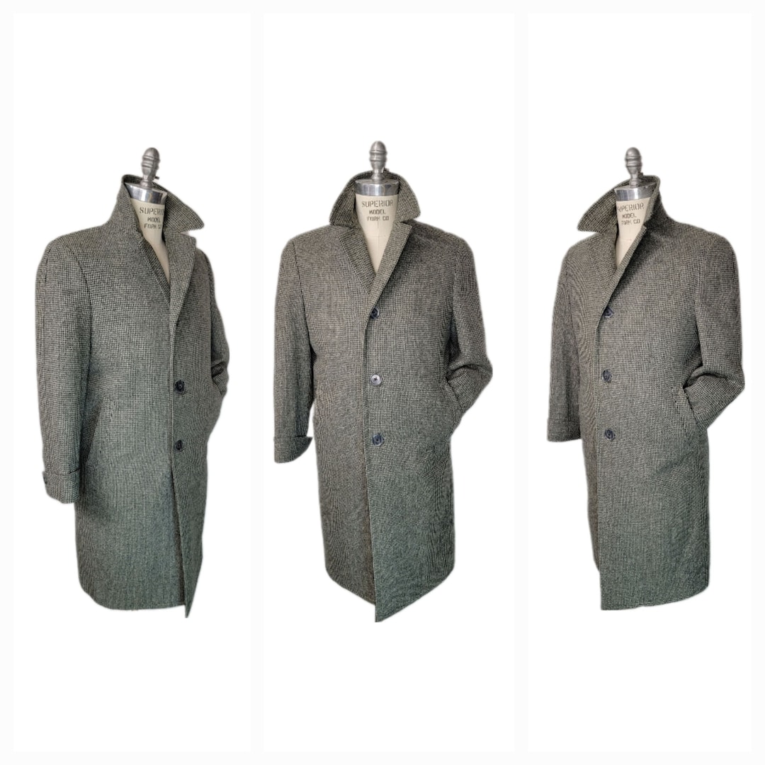 Mens Vintage Houndstooth Overcoat Topcoat Bespoke - Etsy