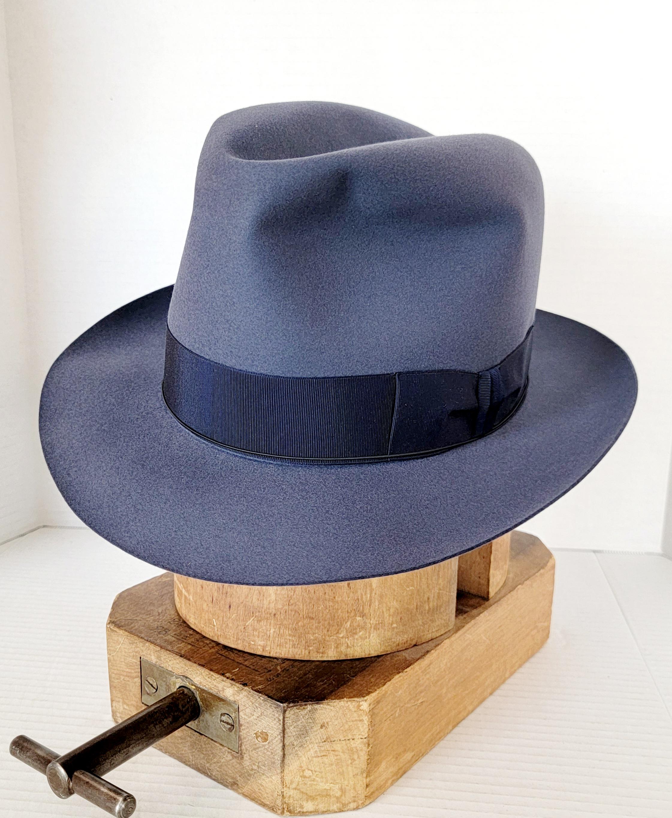 Vintage ~ Mens ~ Fedora ~ Blue ~ Borsalino ~ Alessandria ~ Grand Prix ...