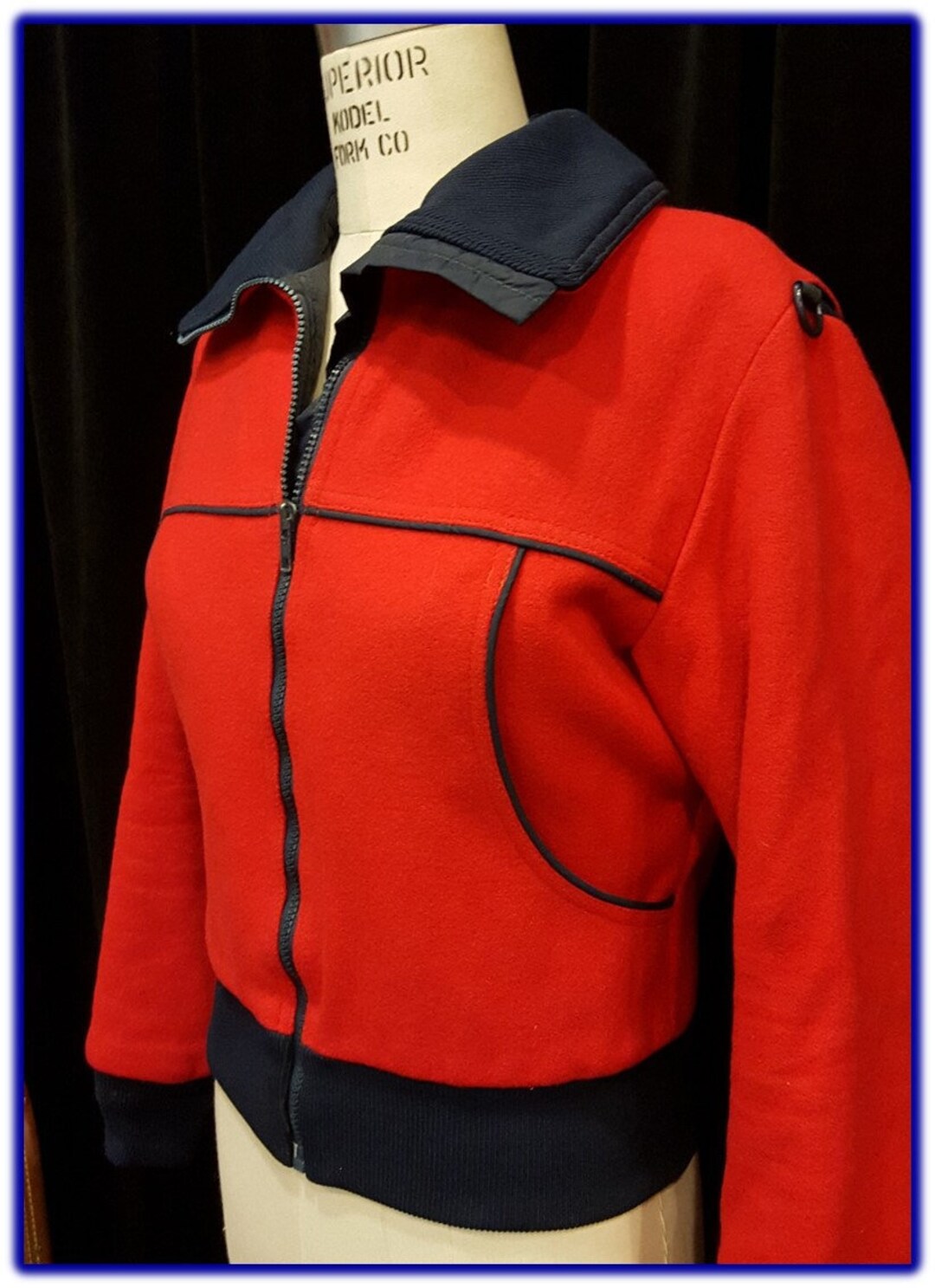 Vintage Roffe Ski Jacket Red Wool Blue Trim Made USA 70s 80s - Etsy