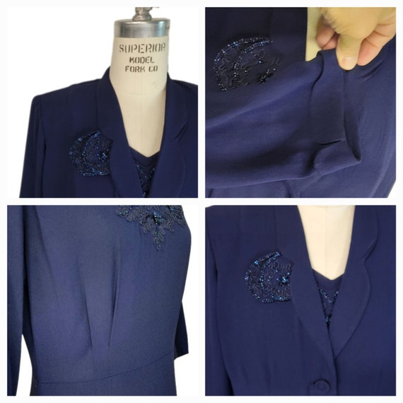 Amazing ~ Navy Blue ~ Dress & Jacket ~ Rayon ~ 1940's… - Gem