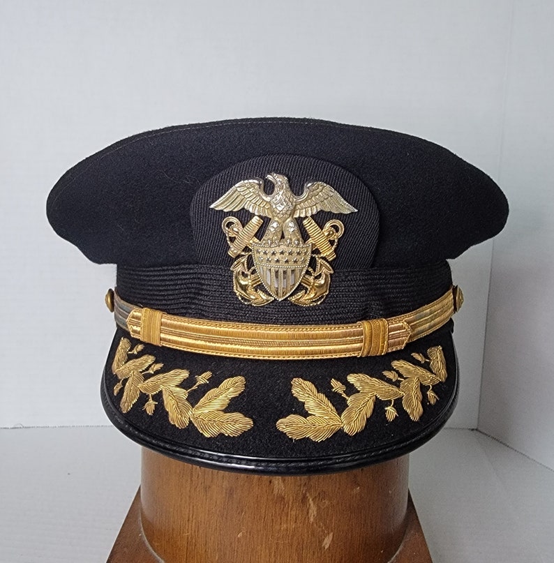 US Navy Officers Commanders Visor Service Bullion Hat Must View!!!!! - Etsy