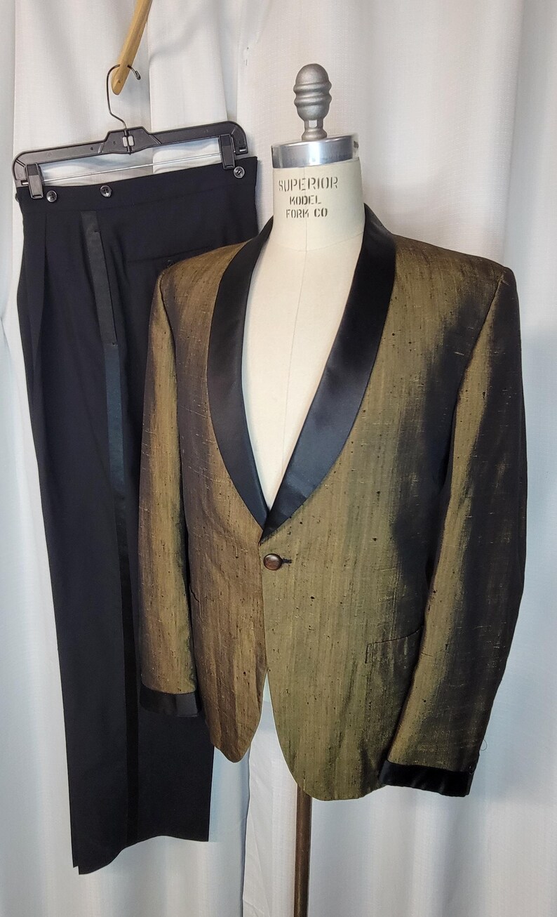 Mens ~ Vintage ~ Shawl ~ Collar ~ Gold ~ Tuxedo ~ Tropical ~ Weight ...