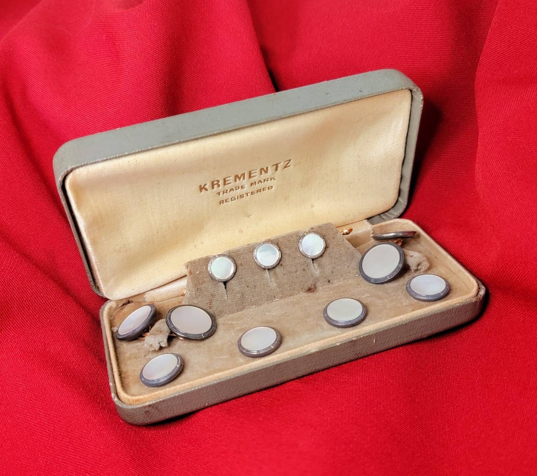 Mens ~ Vintage Art Deco ~ Formal Stud Set ~ Shirt Studs ~ Original Box ...