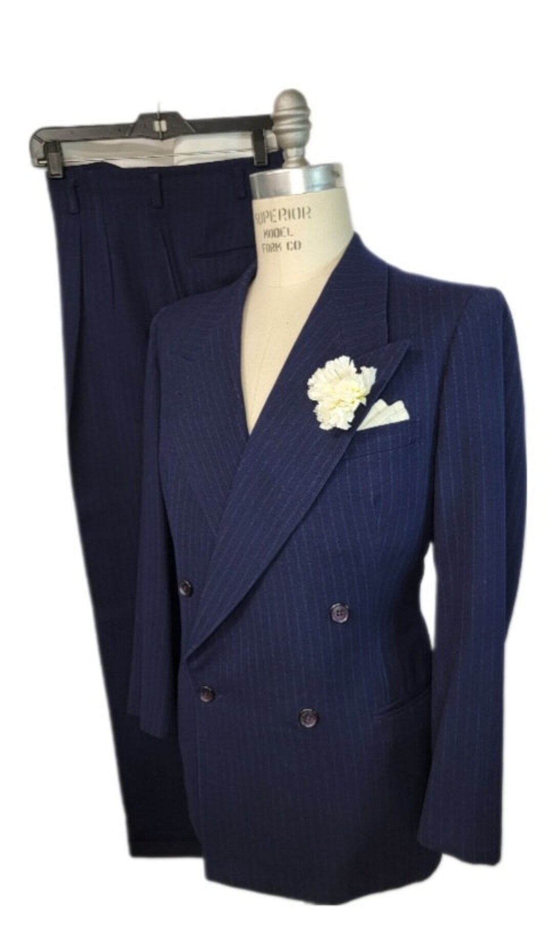 Mens Vintage Striped Bespoke Custom Made Hollywood Rise Suit San ...