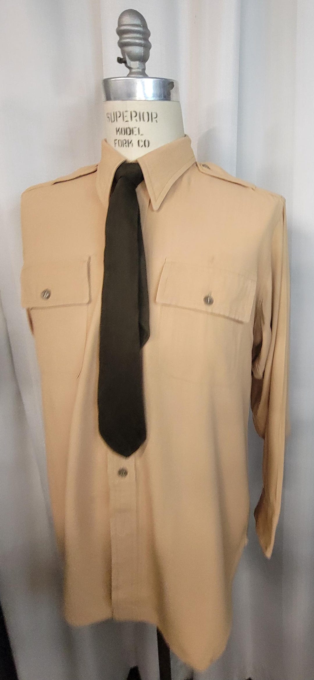 WW2 ~ Army ~ Salmon ~ Pink ~ Officers ~ Uniform ~ Shirt ~ Olive Drab ...