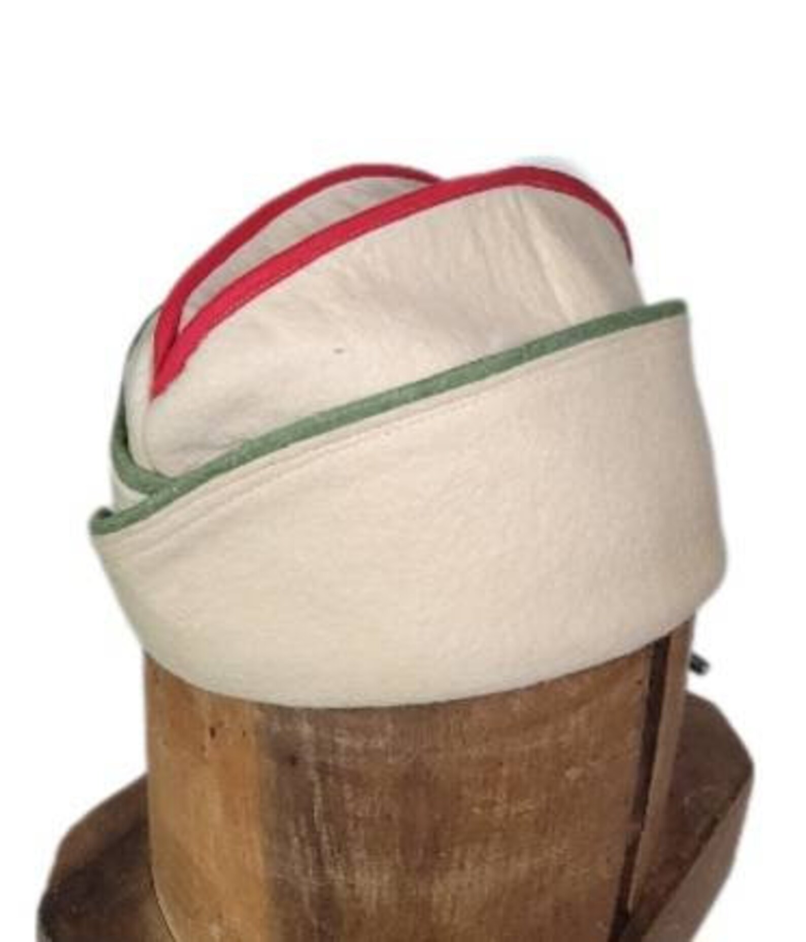 Vintage ~ Side ~ Cap ~ Cream ~ Red ~ Green ~ Italian ~ Parade ~ L@@k ...