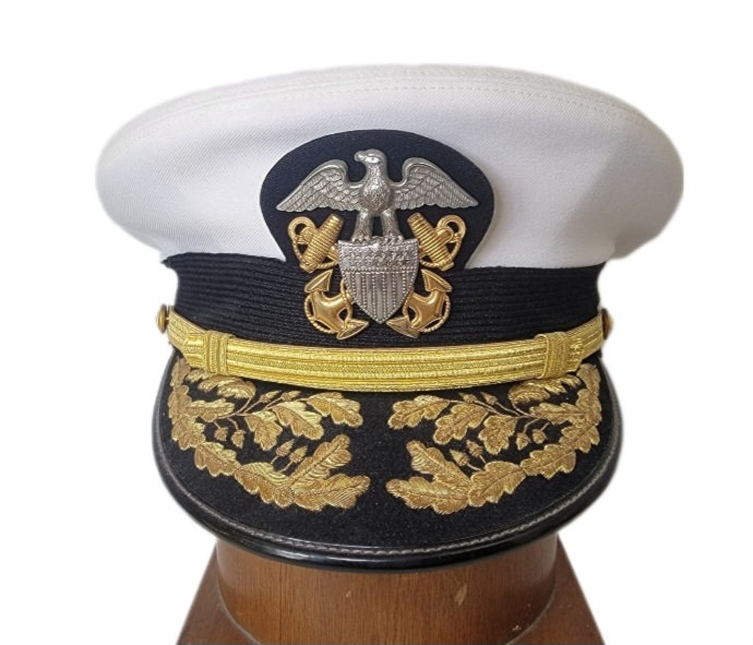 Vintage US Navy Officers Admiral Commanders Visor Service Hat Must ...