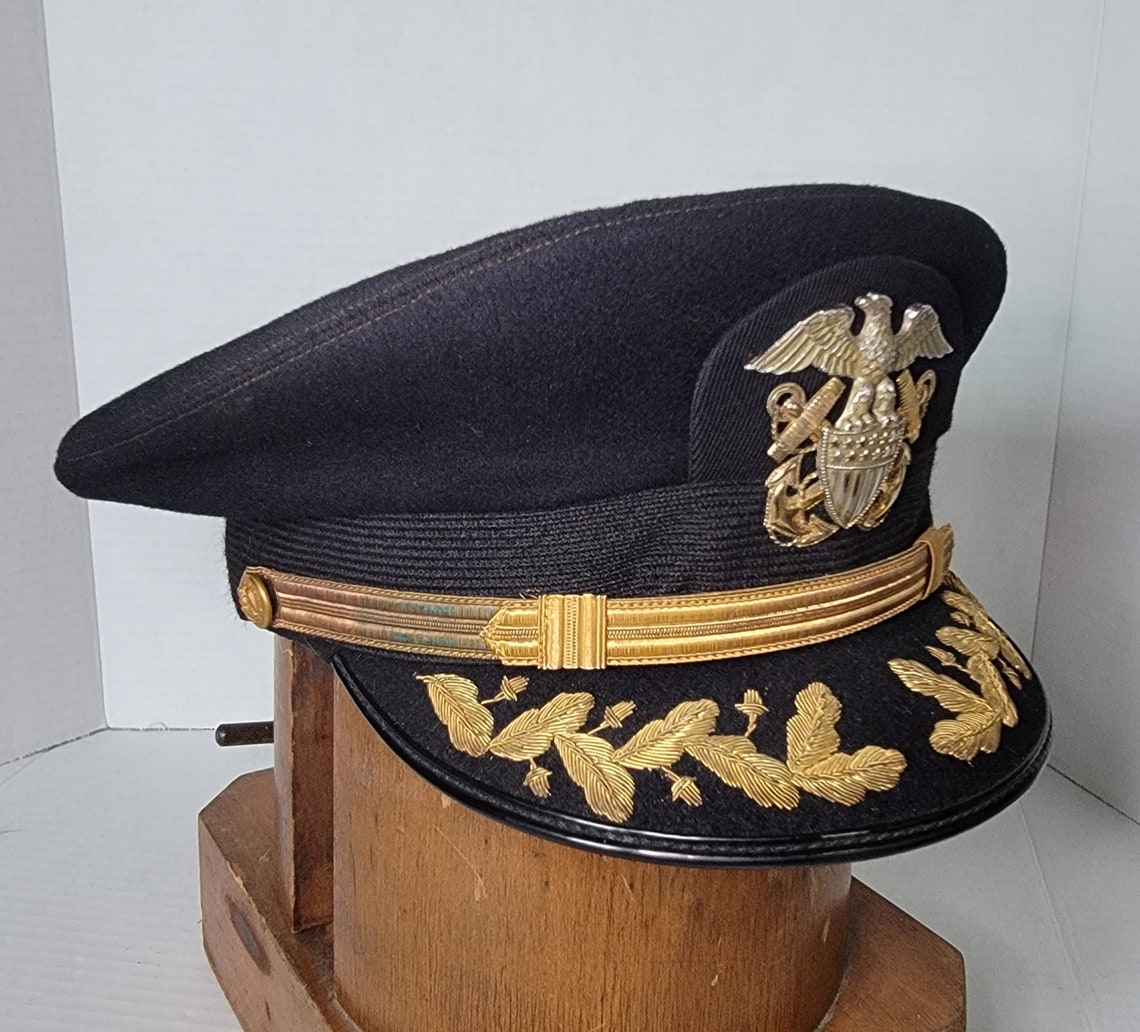 US Navy Officers Commanders Visor Service Bullion Hat Must View!!!!! - Etsy