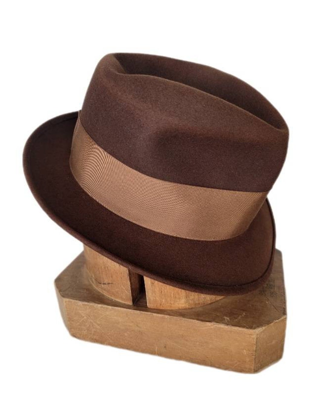 Vintage ~ Men's ~ Barclay ~ Brown ~ Fedora ~ Unique ~ Rear ~ Bow ~ Size ...