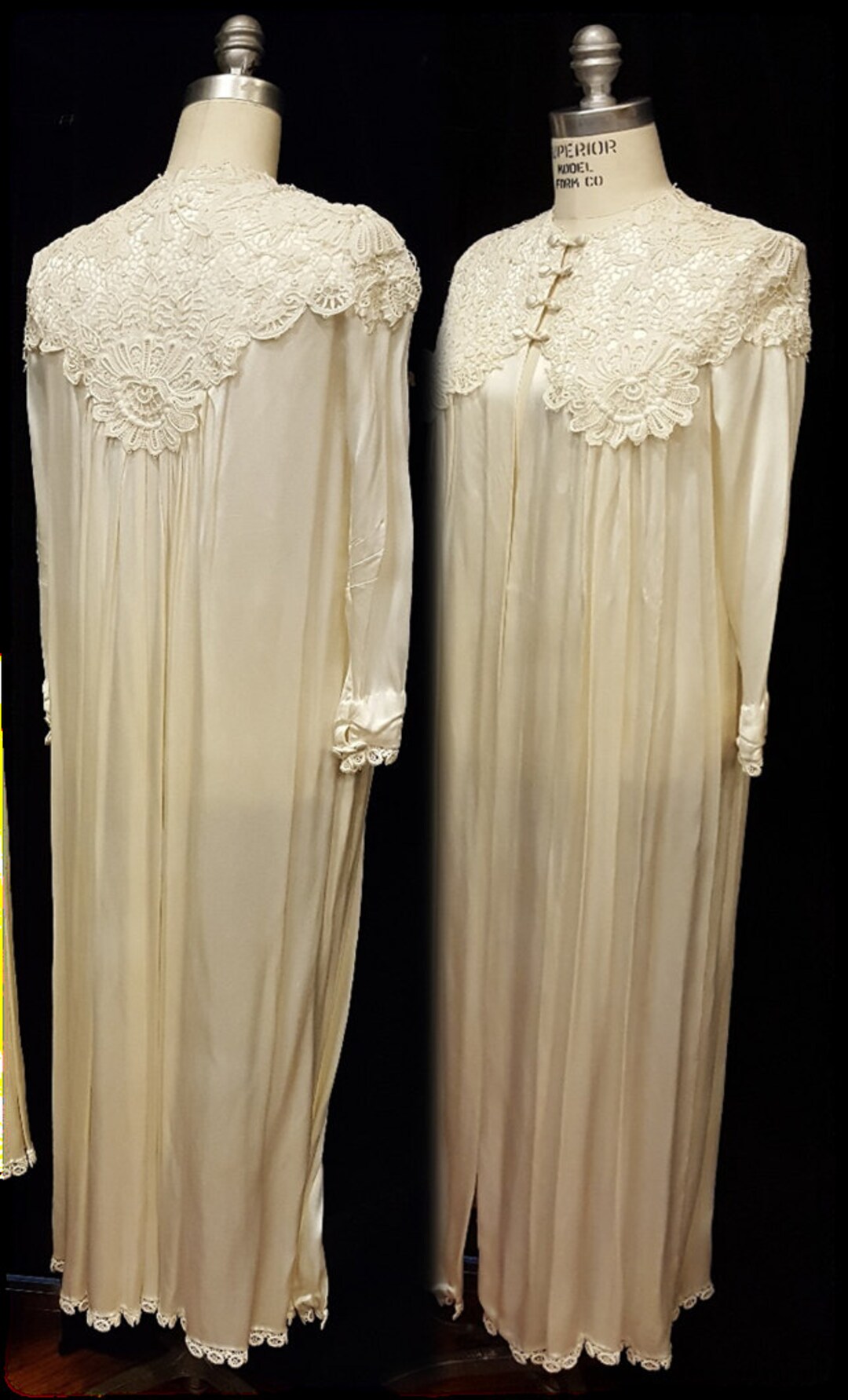 Silky Satiny 2 Piece Negligee 1930's 1940's Ivory Color Honeymoon ...