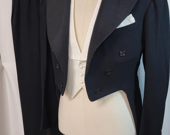 Vintage ~ Men's ~ White Tie Formal ~ Tails ~ Elegant ~ Pique Vest ~ 3 ...