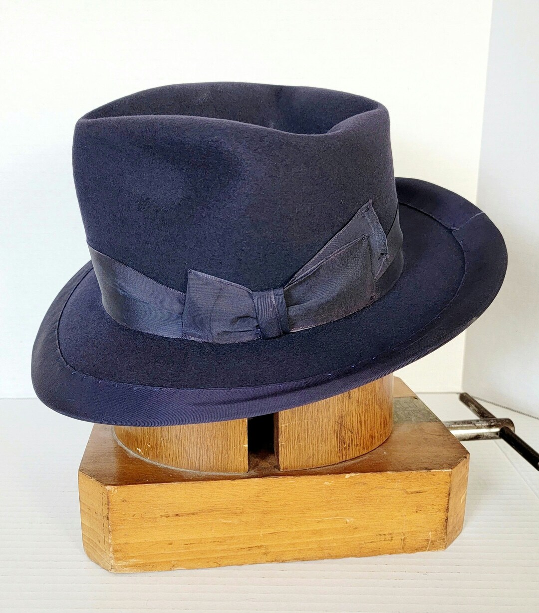 Vintage ~ Men's ~ Blue ~ Fedora ~ Wide Edge Ribbon ~ 7 1/8 L@@k!!! - Etsy