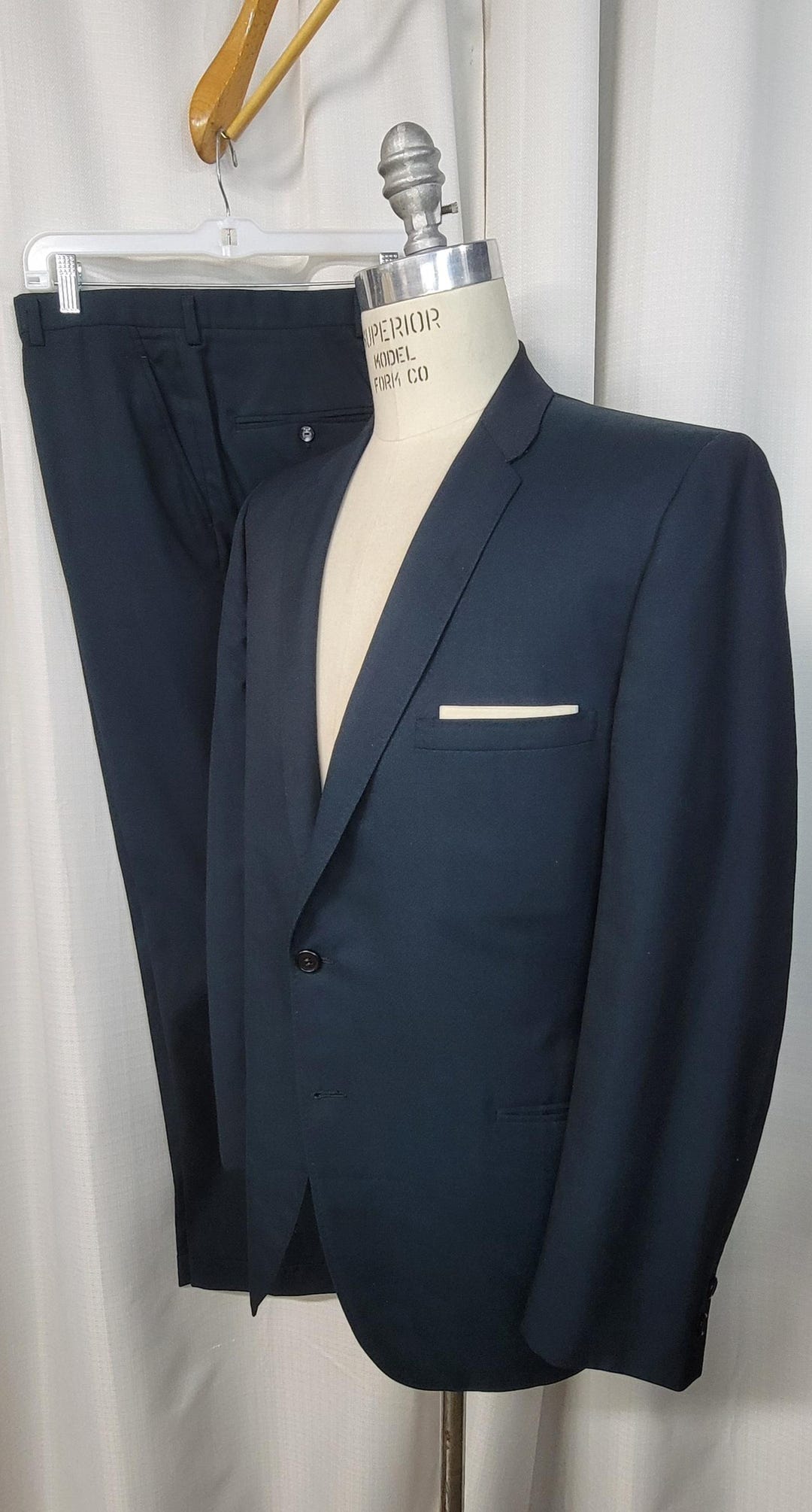 Mens ~ Vintage ~ Teal ~ Black ~ Sharkskin ~ Sheen ~ Rat Pack ~ Large ...