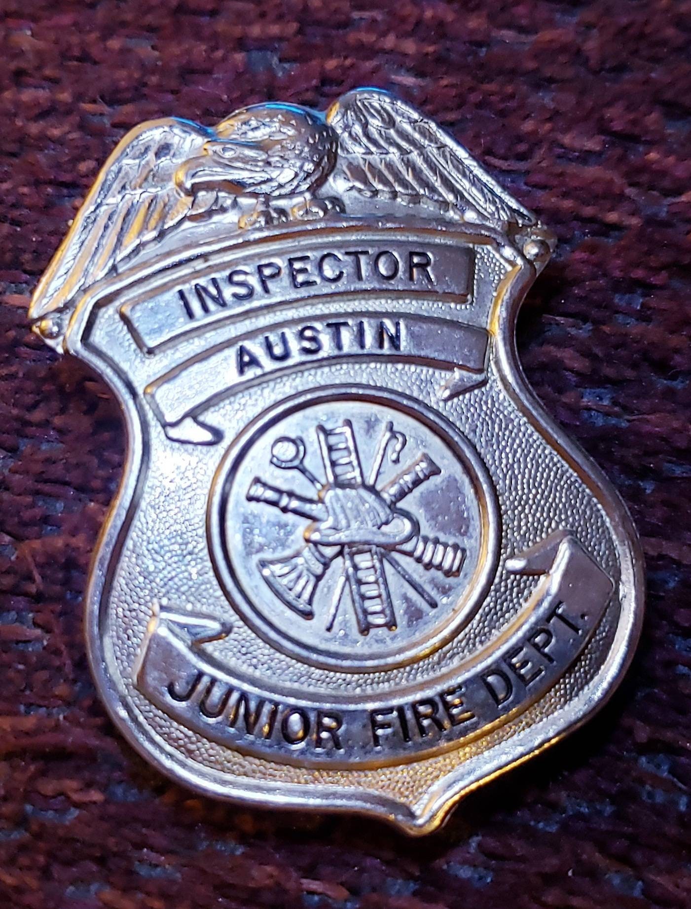 Vintage Junior Fire Department Inspector Austin Badge Lk | Etsy