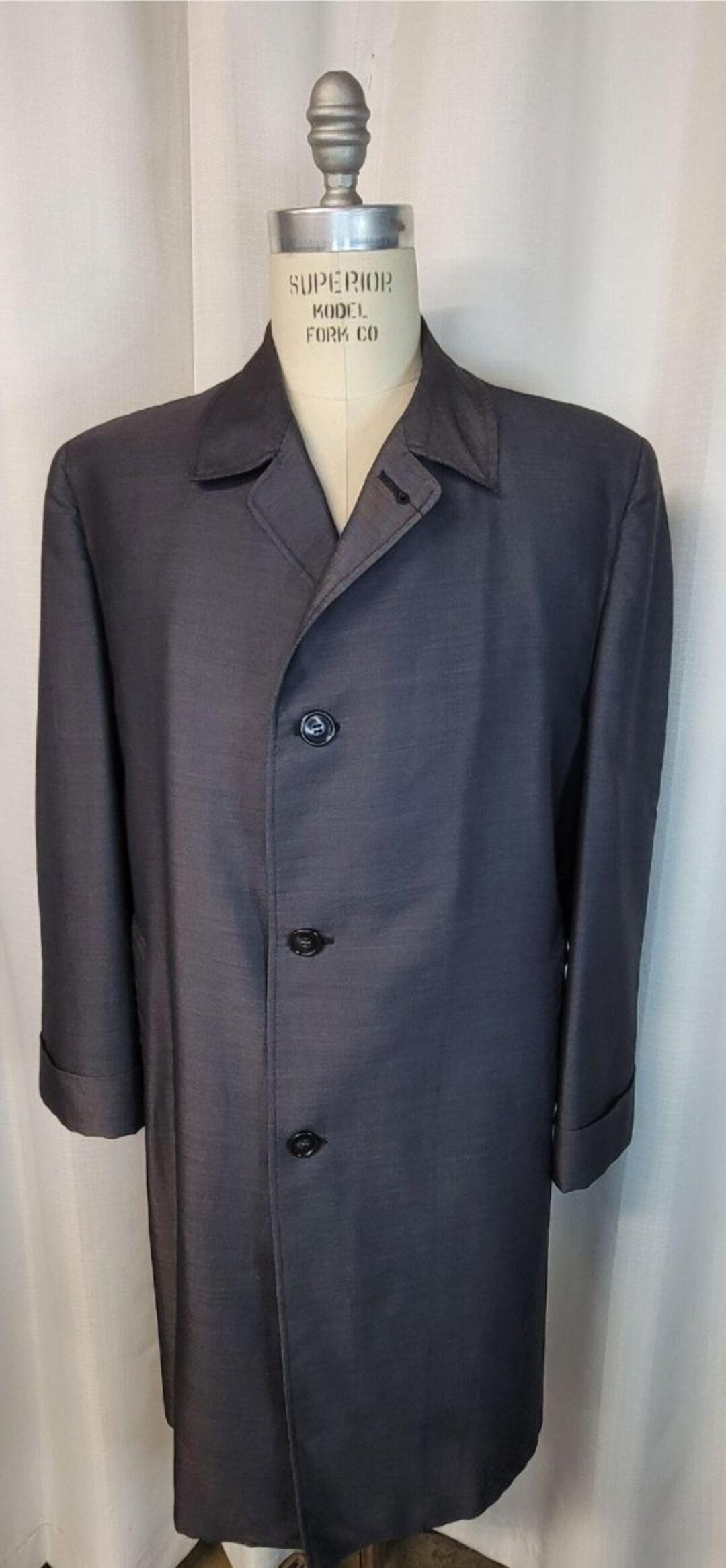 Vintage ~ Men's ~ Sharkskin ~ Silver Charcoal ~ Topcoat ~ Overcoat ...