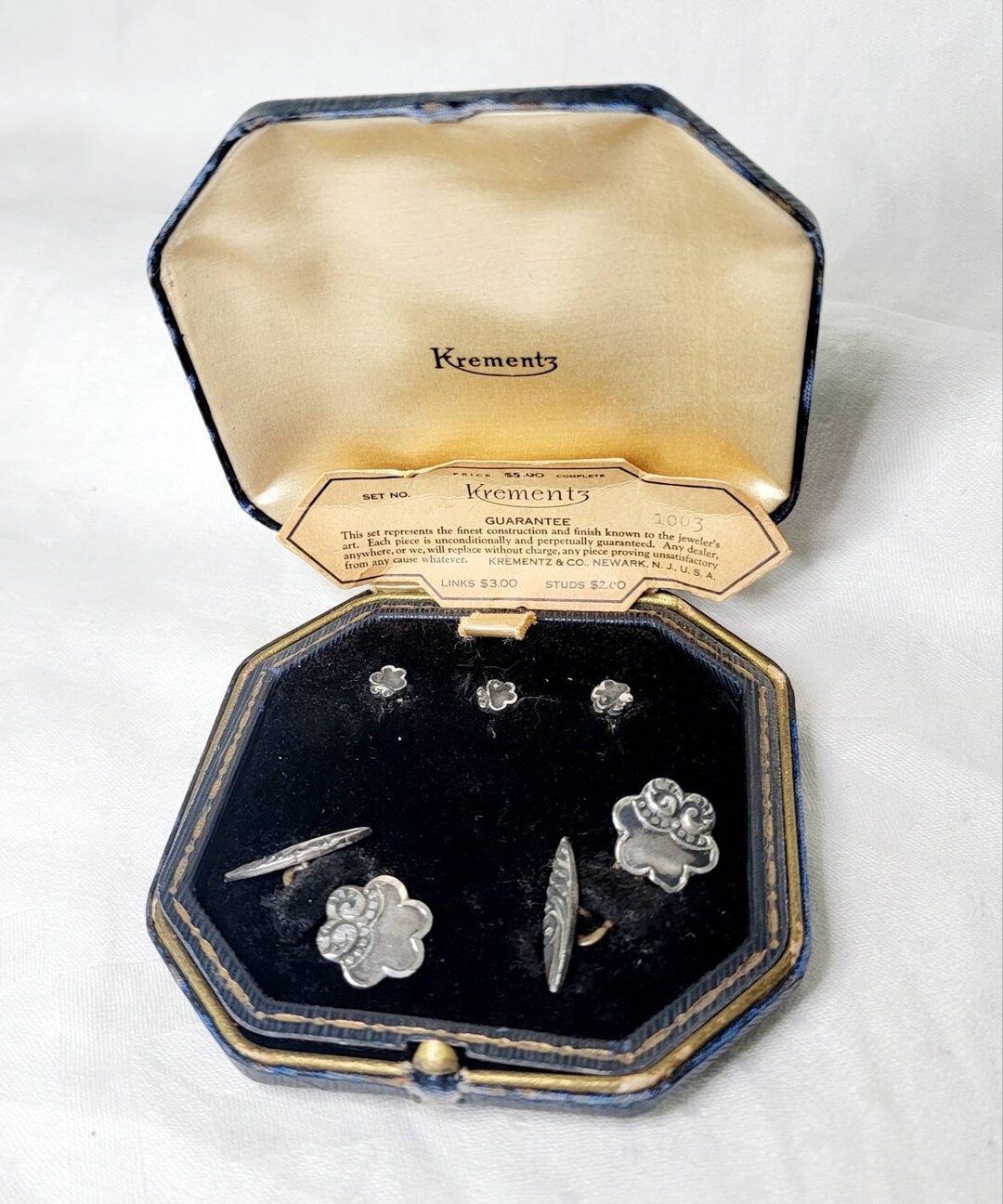 Mens ~ Vintage Art Deco ~ Formal Stud Set ~ Shirt Studs ~ Original Box ...