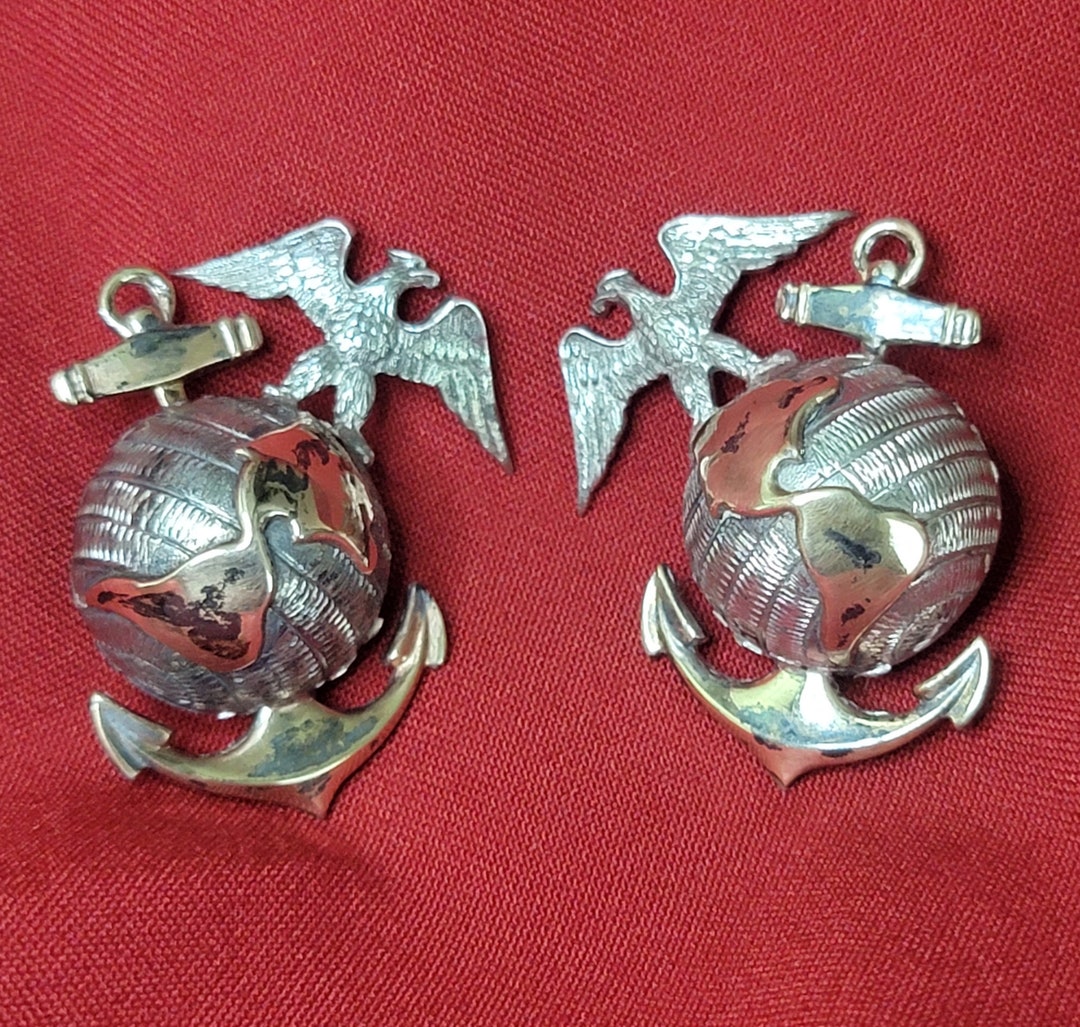 WW2 ~ USMC ~ Officers ~ Collar Devices ~ Sterling - L@@k!!! - Etsy