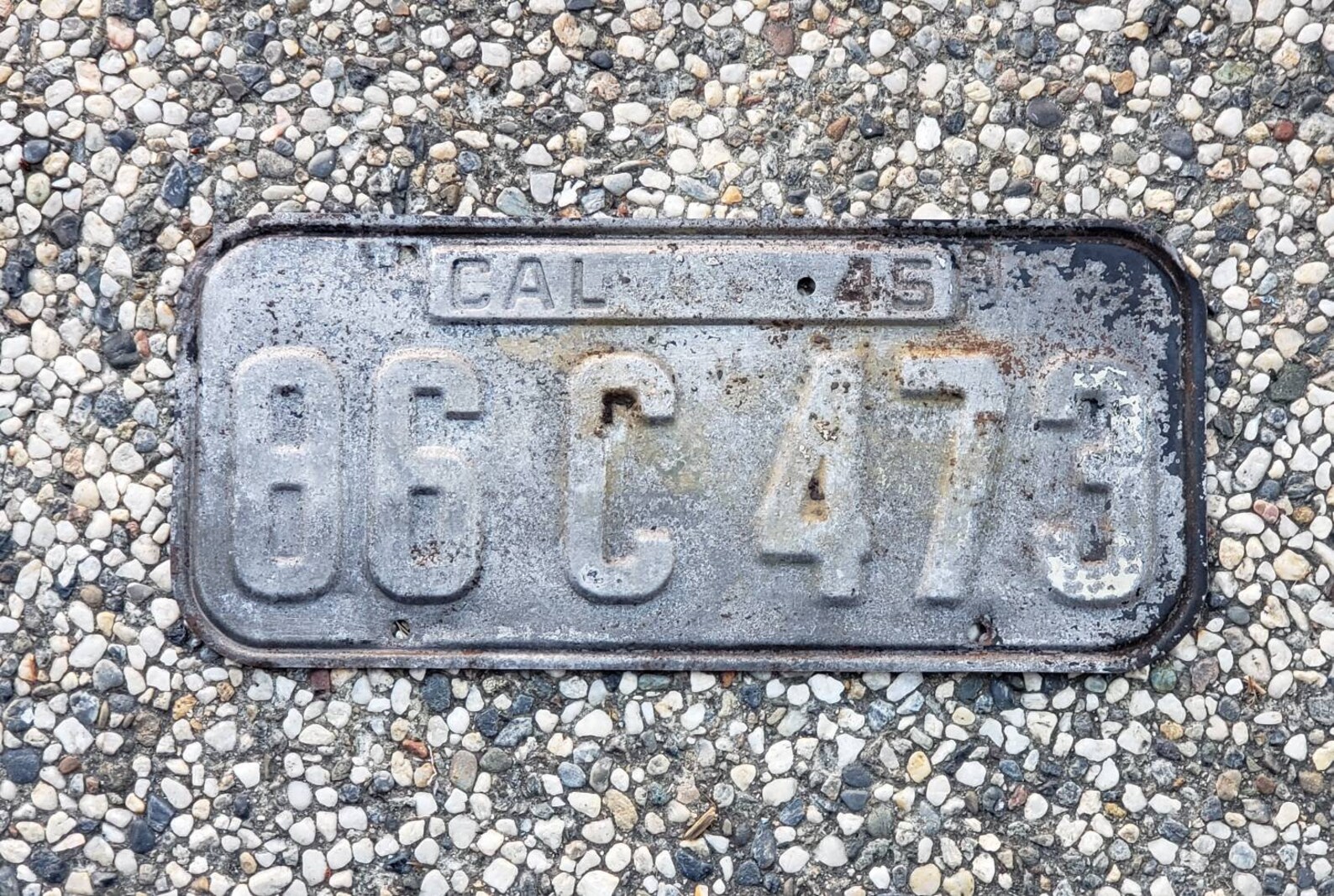 WW2 Original License Plate ~ 19 ~ Cal ~ 45 ~ 86 C 473 DMV Cleared War ...
