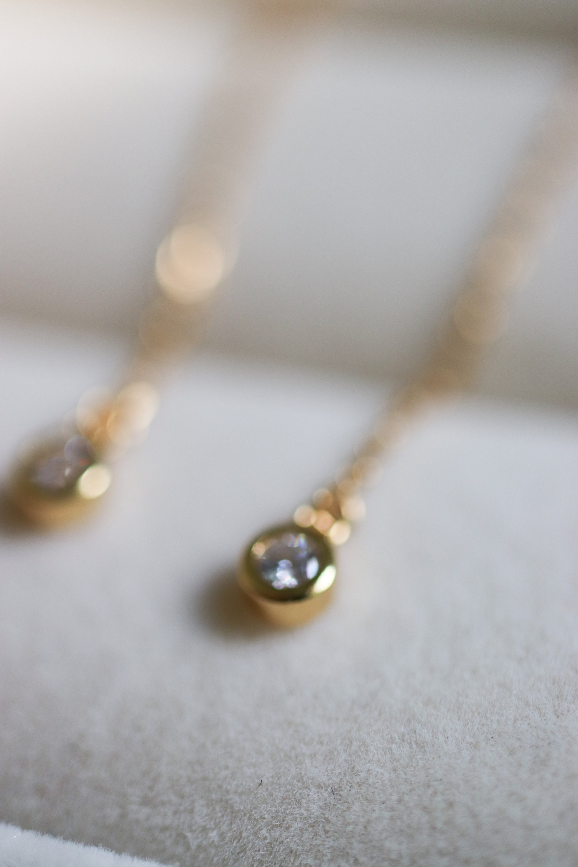 Cherisa Gold Stardust Diamond Hoop Dangle Chain Earrings 24K | Etsy